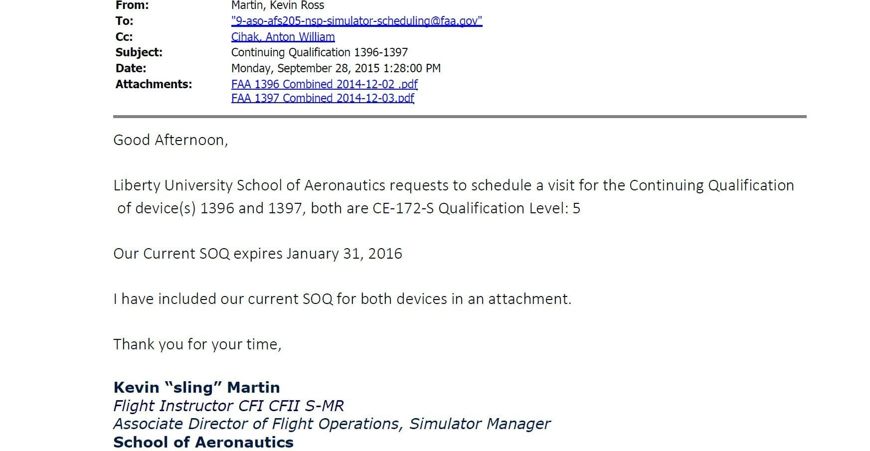 Simulation Training SOQ/LOAs | School of Aeronautics