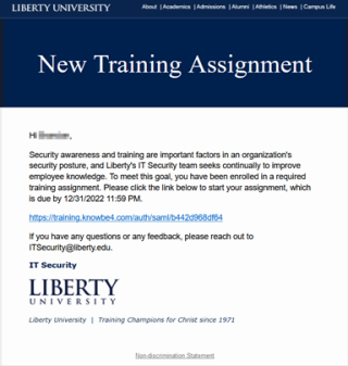 KnowBe4 | Information Services | Liberty University