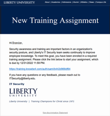 KnowBe4 | Information Services | Liberty University