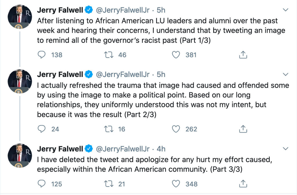 LU President Jerry Falwell apologizes for unintentional pain caused by ...