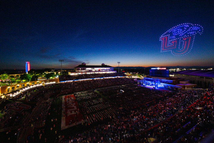 Drone show lights up night sky above Williams Stadium to celebrate ...