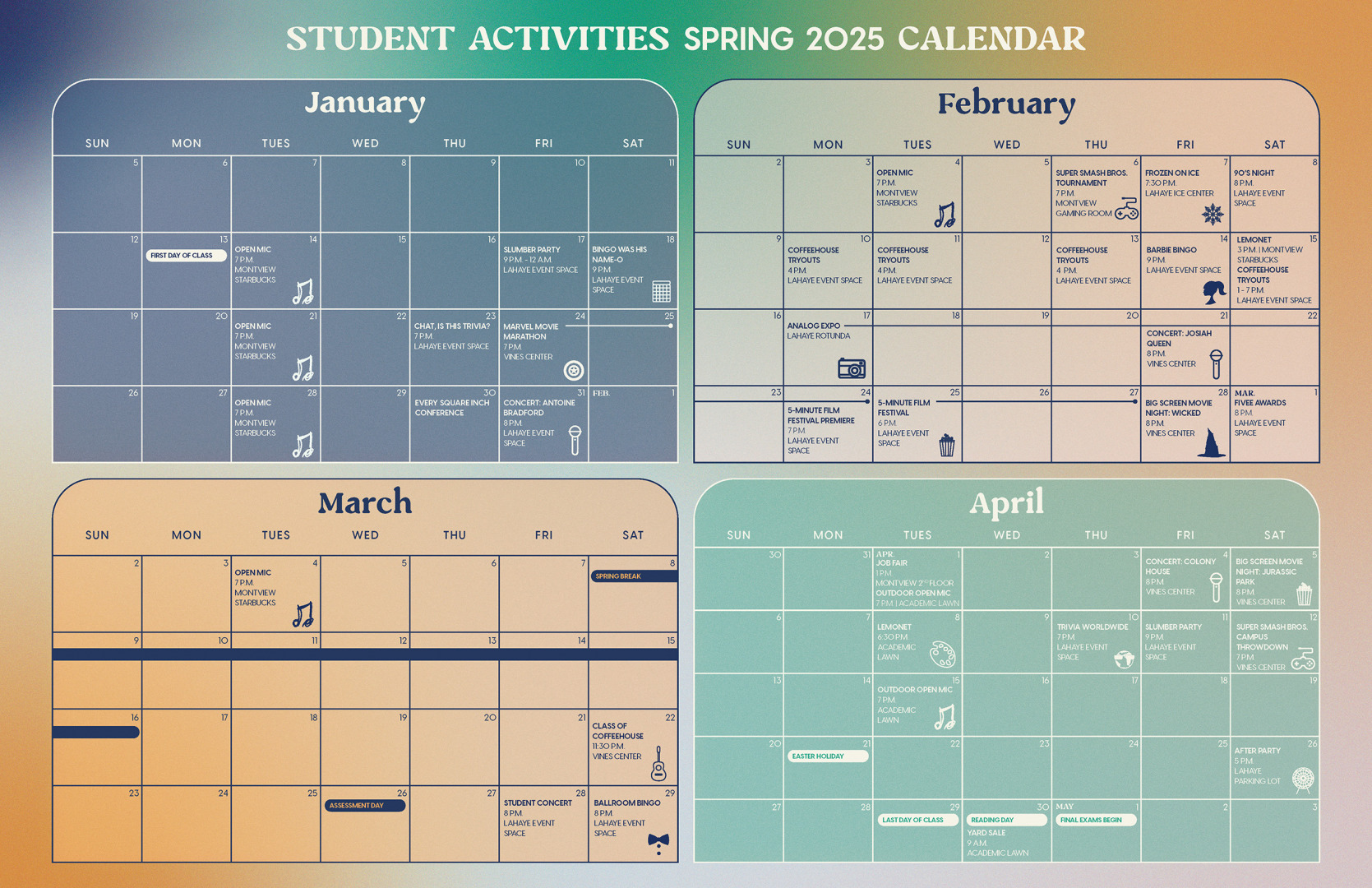 Spring Calendar 2025 | Student Activities | Liberty University